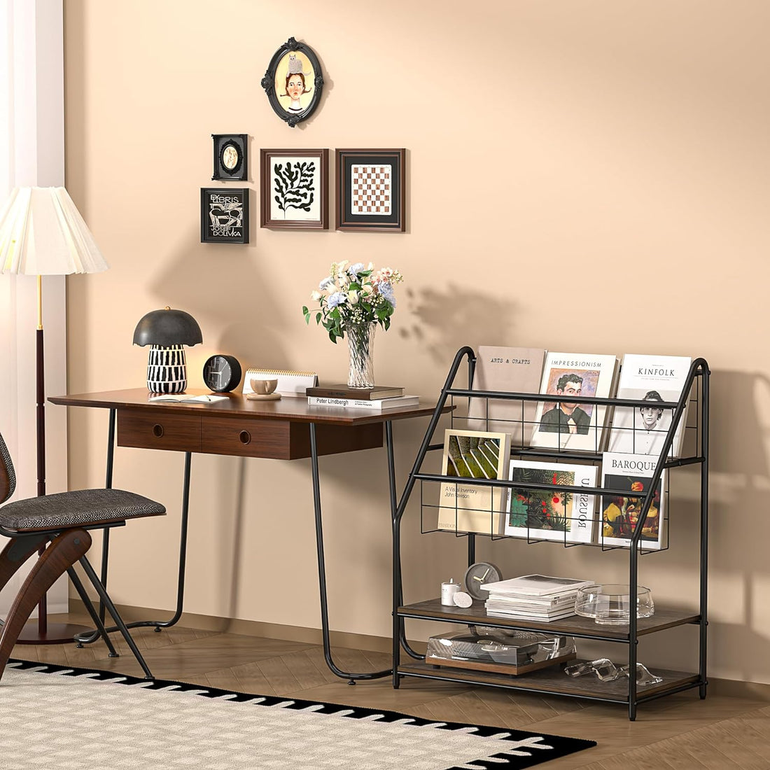 VECELO Newspaper Magazine Holders,2-Tier Metal Racks Brochure Display