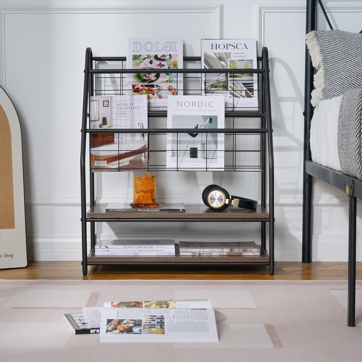 VECELO Newspaper Magazine Holders,2-Tier Metal Racks Brochure Display