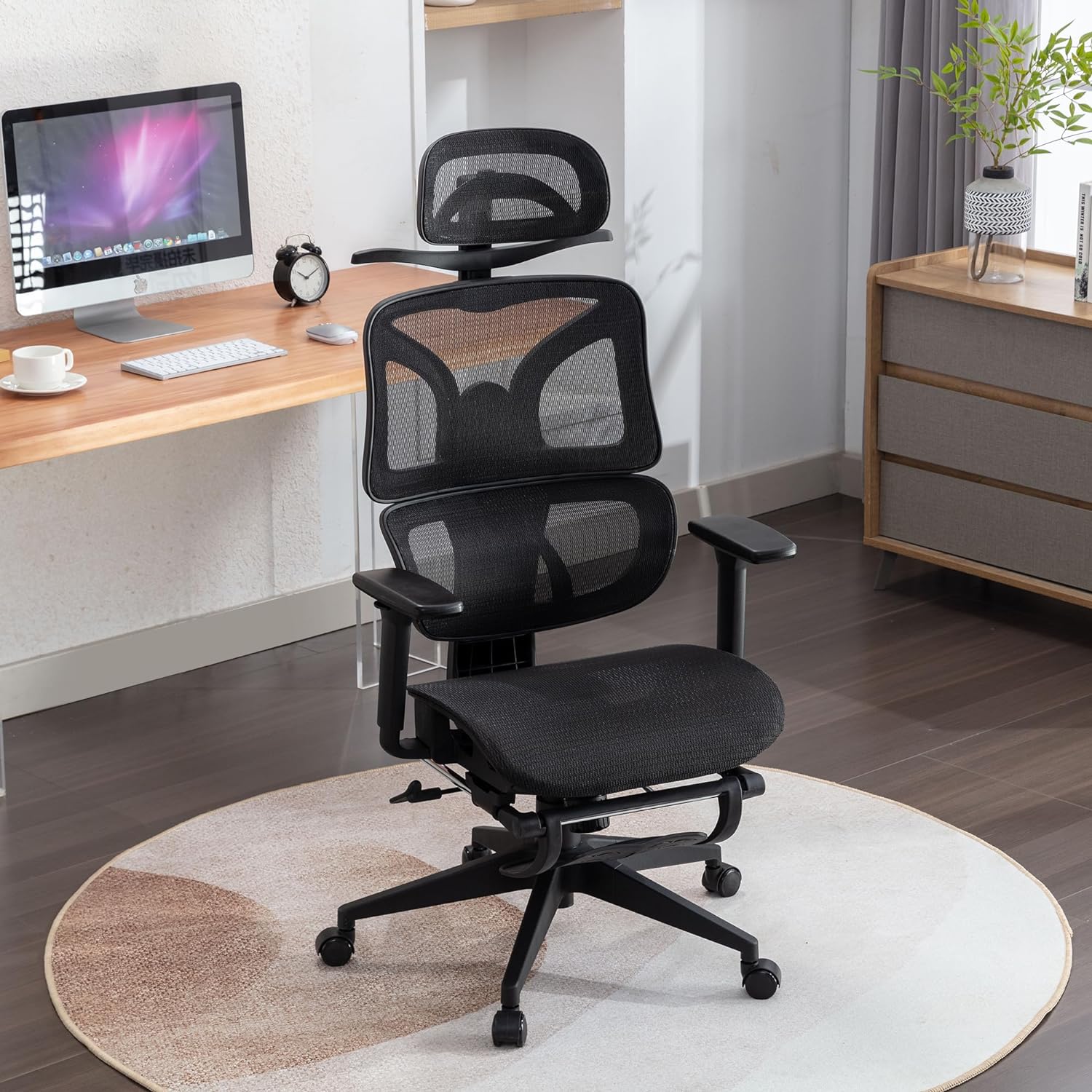 VECELO Swivel Ergonomic High Back Mesh Office Chair with Retractable F