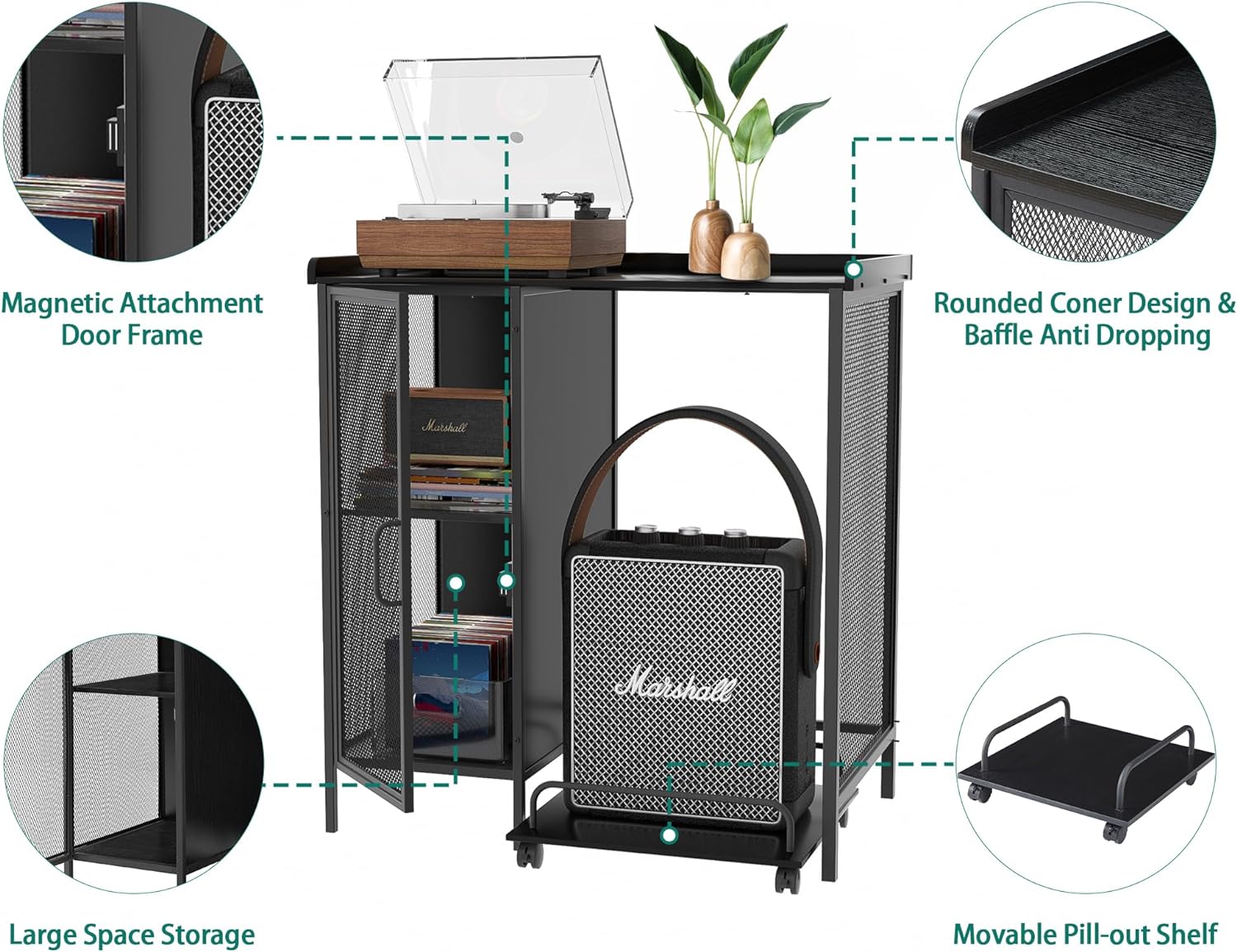 VELELO Printer Desk with Rolling Paper Shredder Stand