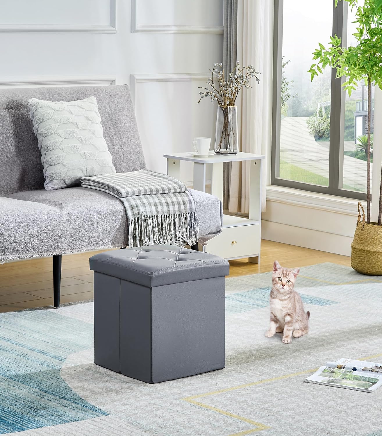 VECELO Storage Ottoman Bench End of Bed 43 Footstool Footrest Stool