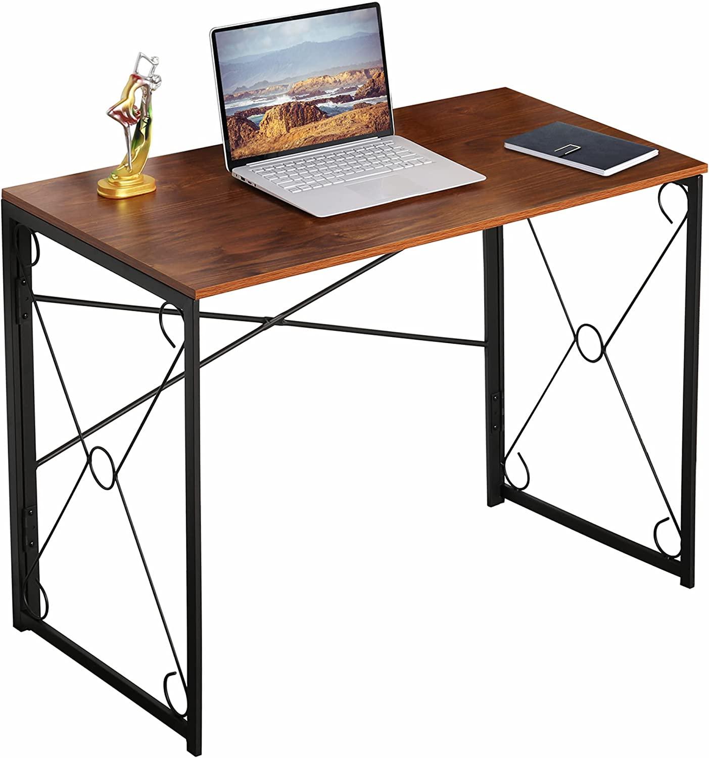Folding Writing Table Computer Desk for Home Office Brown
