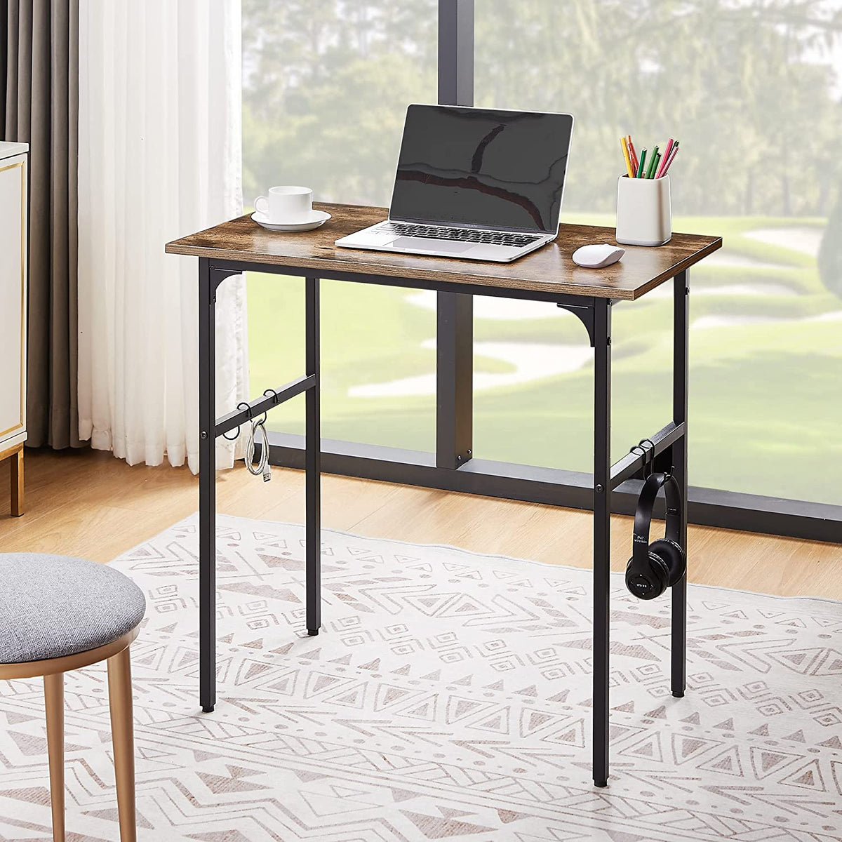 VECELO Computer Writing Desk, Study Table Workstation for Small Spaces